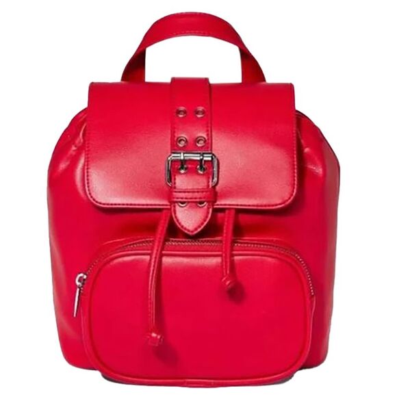 wild fable | Bags | Wild Fable Faux Leather Mini Flap Backpack Red ...